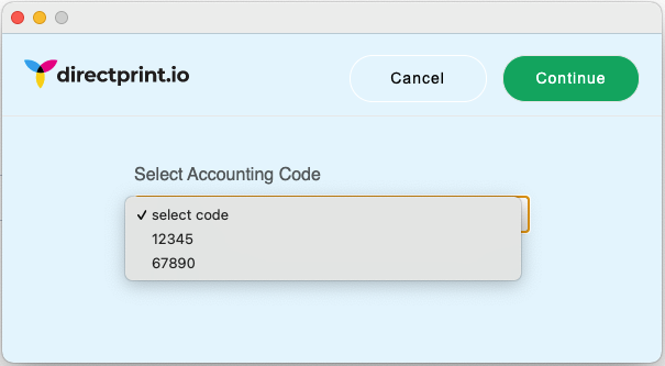 Accounting codes – directprint.io